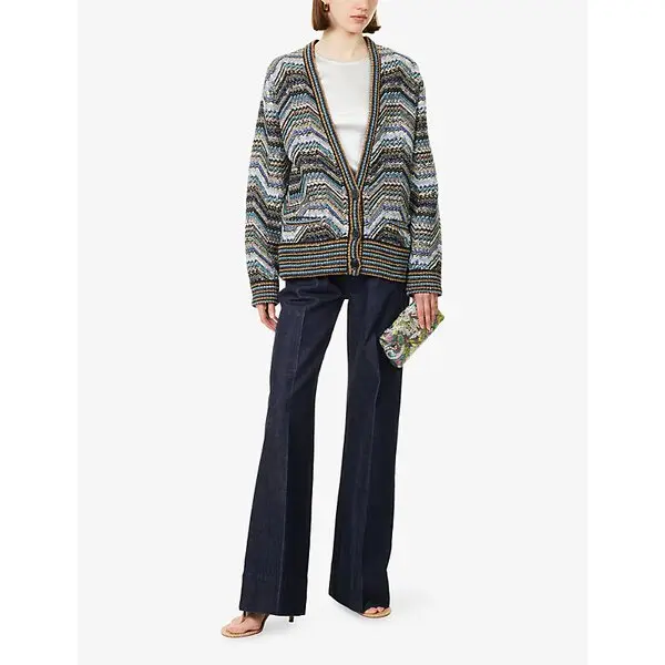 Missoni Sequin-embellished Chevron Knitted Cardigan