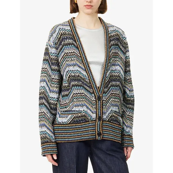 Missoni Sequin-embellished Chevron Knitted Cardigan