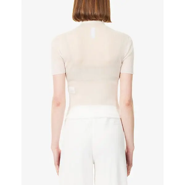CFCL High-neck Sheer Knitted Top - White