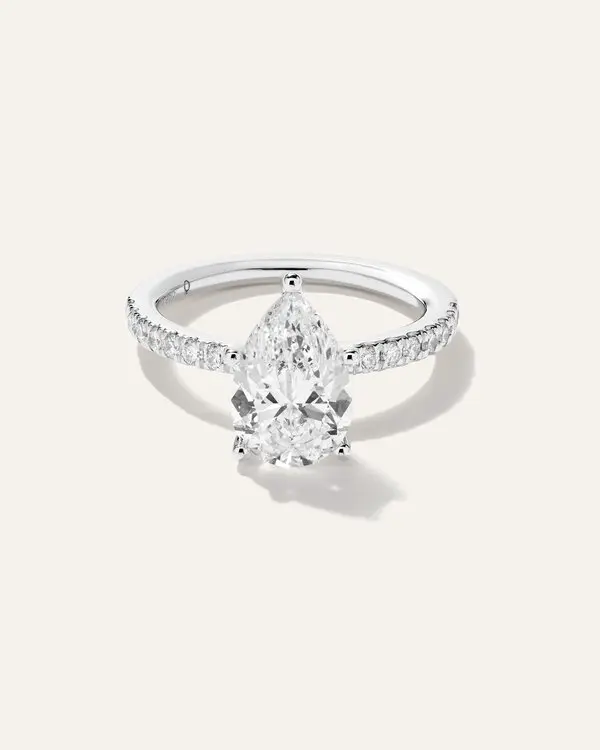 Quince Lab Grown Diamond Pear Petite Pave Engagement Ring - Platinum
