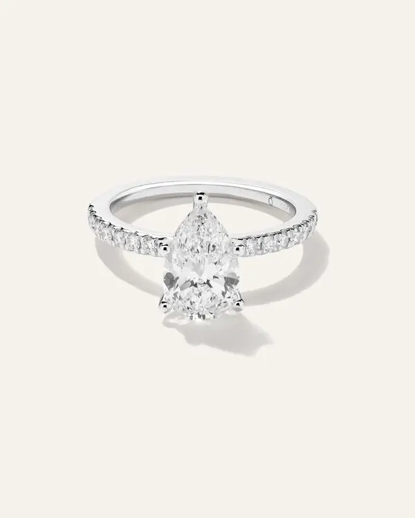 Quince Lab Grown Diamond Pear Petite Pave Engagement Ring - Platinum
