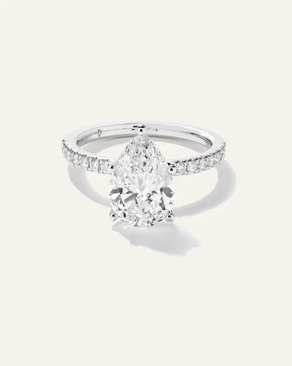 Quince Lab Grown Diamond Pear Petite Pave Engagement Ring 3ct - Platinum