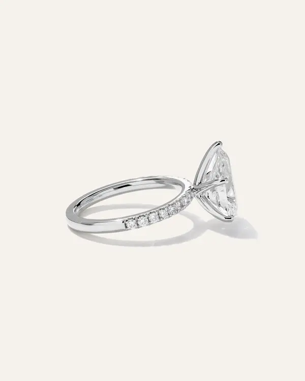 Quince Lab-grown Diamond Pear Petite Pave Engagement Ring - Platinum