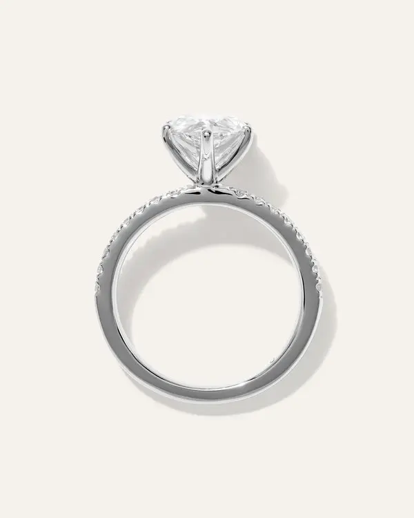 Quince Lab-grown Diamond Pear Petite Pave Engagement Ring - Platinum