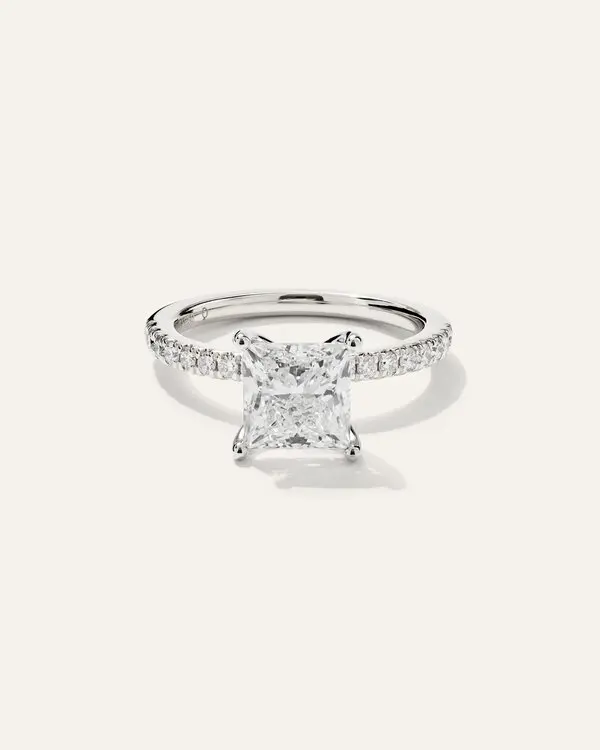 Quince Lab-grown Diamond Princess Petite Pave Engagement Ring - Platinum