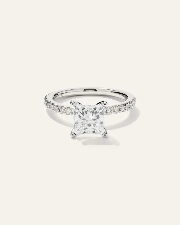 Quince Lab Grown Diamond Princess Petite Pave Engagement Ring 1.5ct - Platinum