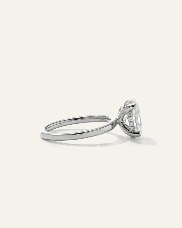 Quince Lab Grown Diamond Oval Petite Hidden Halo Engagement Ring 2ct - Platinum