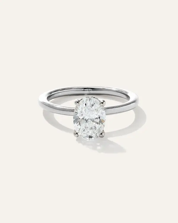Quince Lab Grown Diamond Oval Petite Hidden Halo Engagement Ring - Platinum