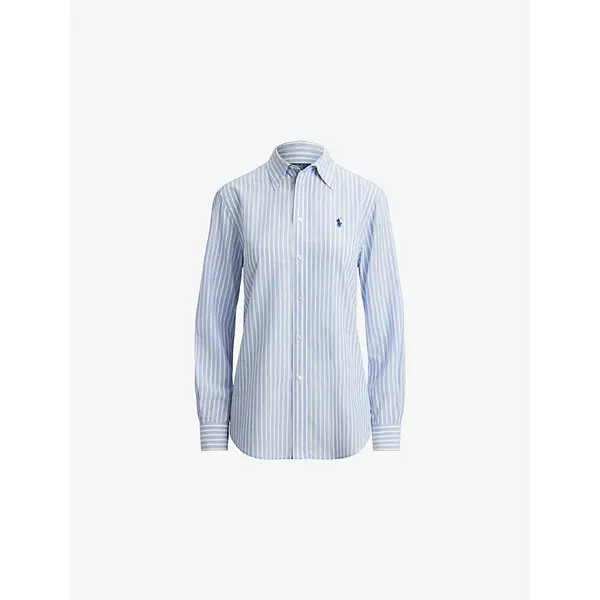 Polo Ralph Lauren Logo-embroidered Striped Cotton And Linen Shirt - Dress Shirt Blue/white