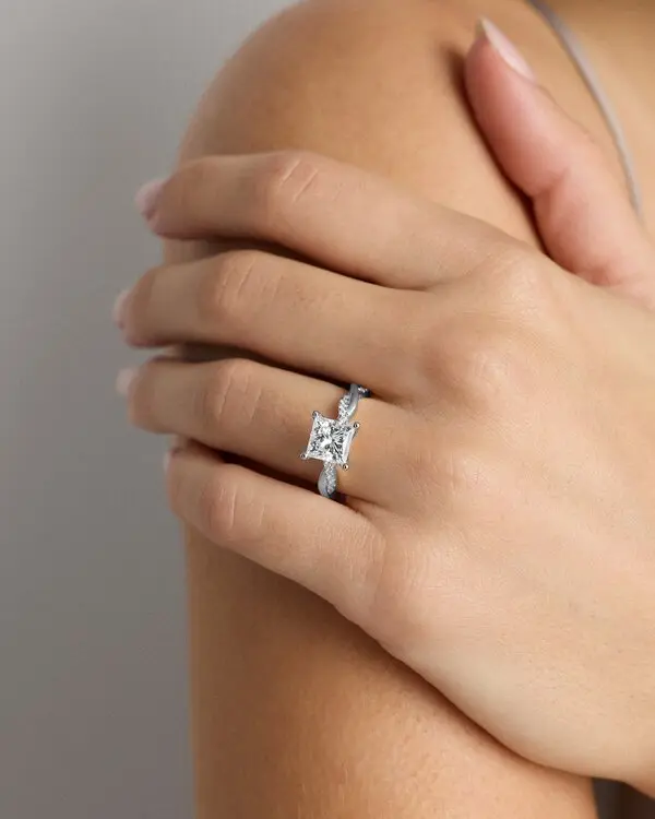 Quince Lab Grown Diamond Princess Twisted Engagement Ring 2ct - Platinum
