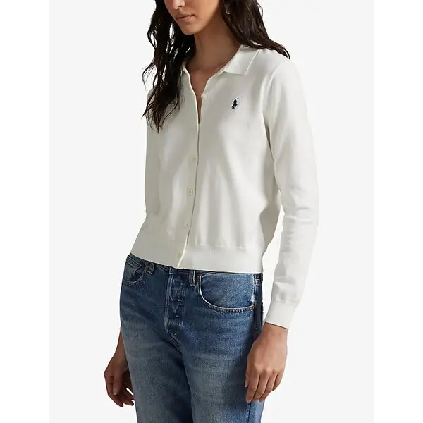 Polo Ralph Lauren Logo-embroidered Collared Cotton-blend Cardigan