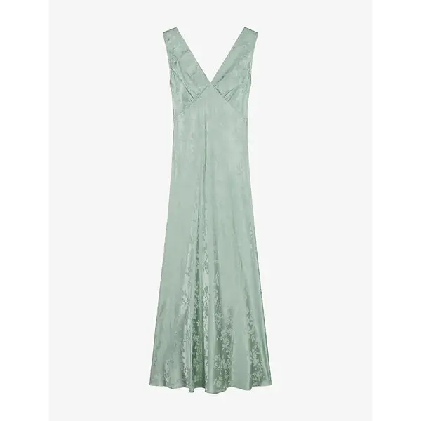 OMNES Iris Floral-jacquard Woven Maxi Dress - Sage