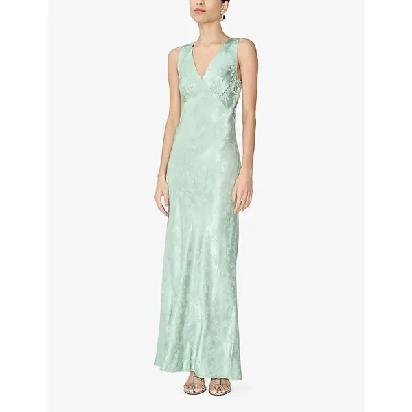 OMNES Iris Floral-jacquard Woven Maxi Dress - Sage