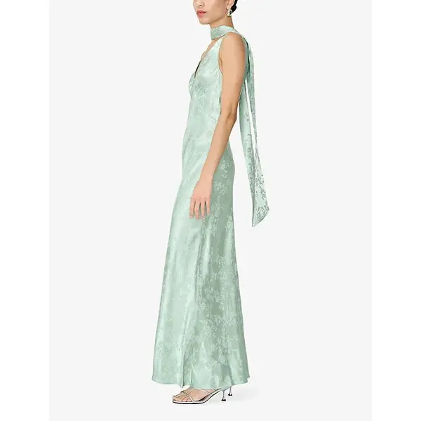 OMNES Iris Floral-jacquard Woven Maxi Dress - Sage