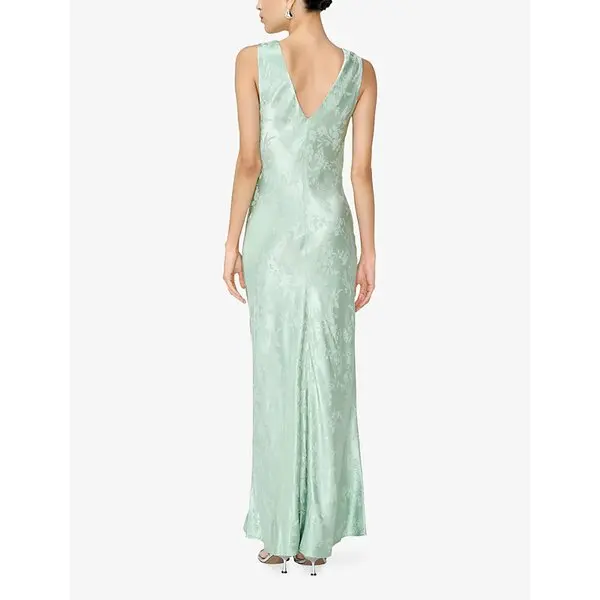 OMNES Iris Floral-jacquard Woven Maxi Dress - Sage