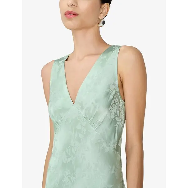 OMNES Iris Floral-jacquard Woven Maxi Dress - Sage