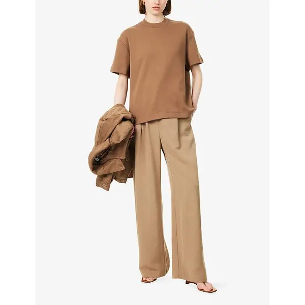 THE FRANKIE SHOP Boxy-fit Cotton-blend T-shirt - Light Brown