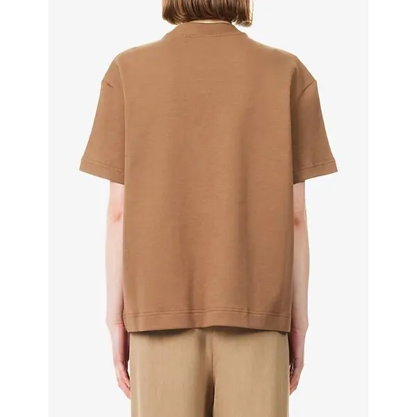 THE FRANKIE SHOP Boxy-fit Cotton-blend T-shirt - Light Brown