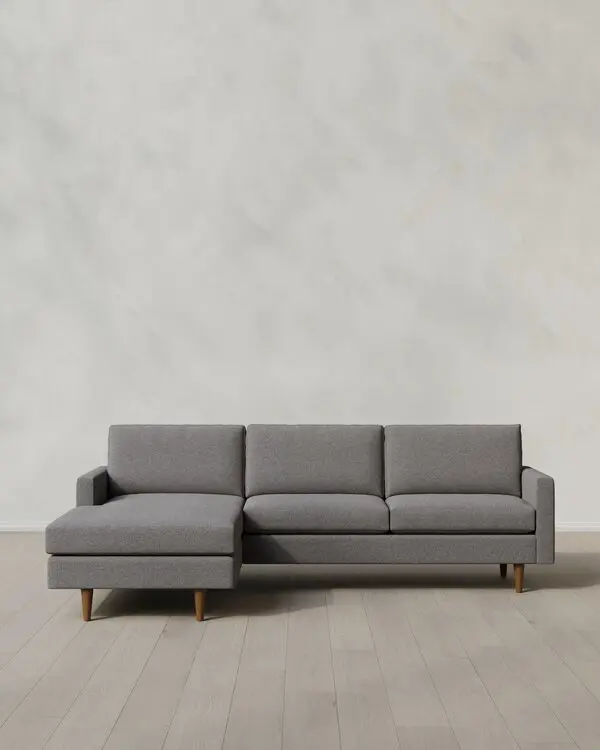 Quince Atlas Midcentury Chaise Sectional In Performance Basketweave - Ash