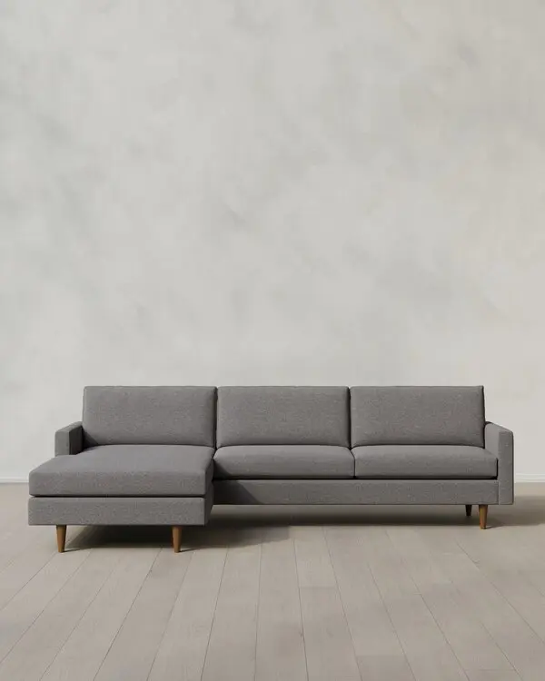 Quince Atlas Midcentury Chaise Sectional In Performance Basketweave - Ash