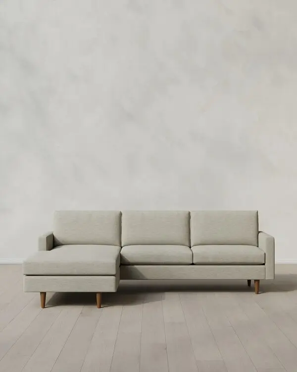 Quince Atlas Midcentury Chaise Sectional In Performance Basketweave - Flax