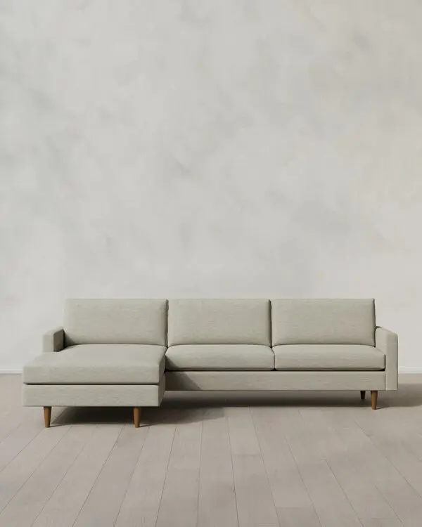 Quince Atlas Midcentury Chaise Sectional In Performance Basketweave - Flax