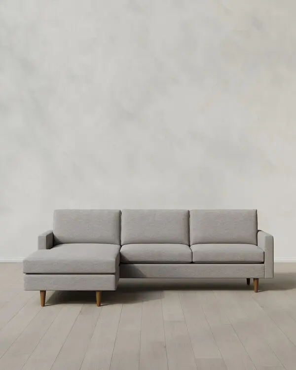 Quince Atlas Midcentury Chaise Sectional In Performance Basketweave - Fog