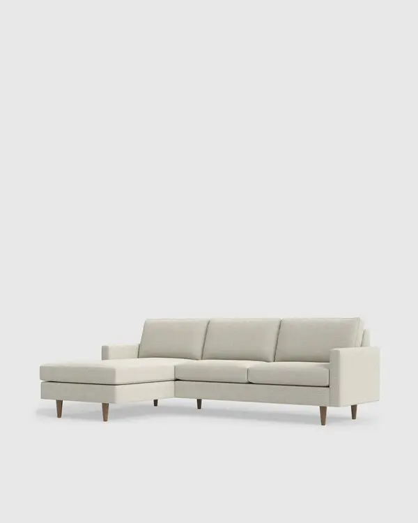 Quince Atlas Midcentury Chaise Sectional In Performance Basketweave - Fog