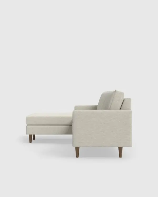 Quince Atlas Midcentury Chaise Sectional In Performance Basketweave - Fog