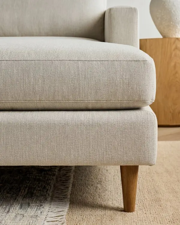 Quince Atlas Midcentury Chaise Sectional In Performance Basketweave - Fog