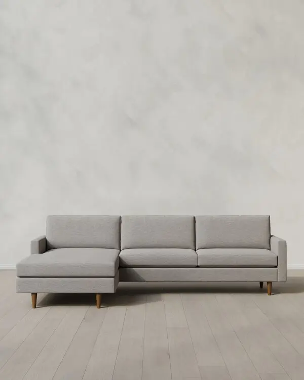 Quince Atlas Midcentury Chaise Sectional In Performance Basketweave - Fog