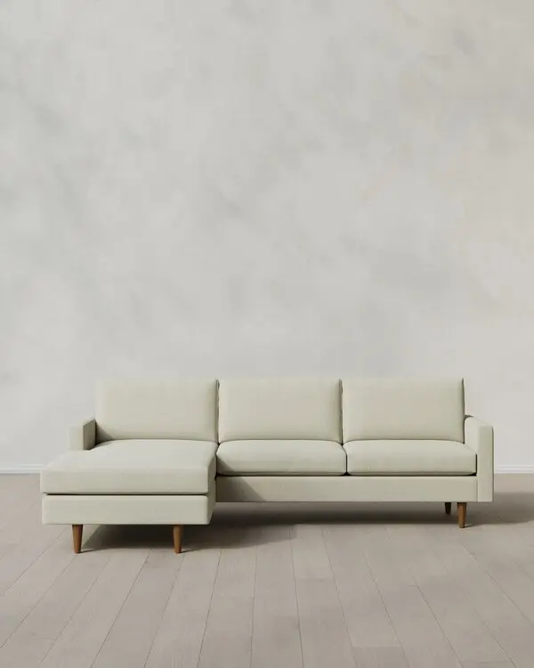 Quince Atlas Midcentury Chaise Sectional In Performance Basketweave - Ivory