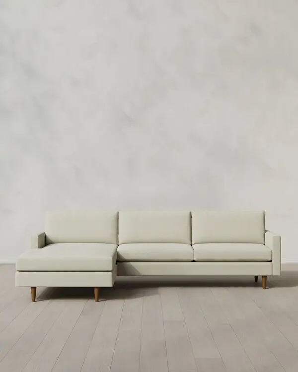 Quince Atlas Midcentury Chaise Sectional In Performance Basketweave - Ivory