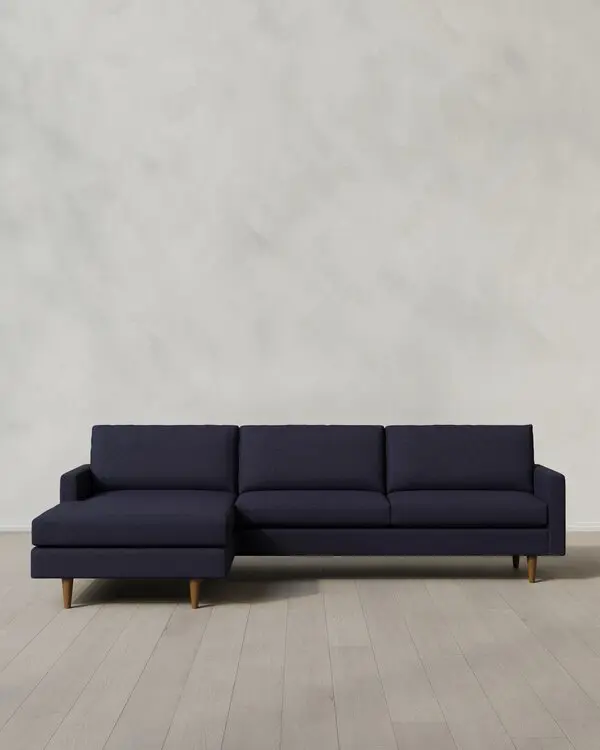 Quince Atlas Midcentury Chaise Sectional In Performance Basketweave - Navy