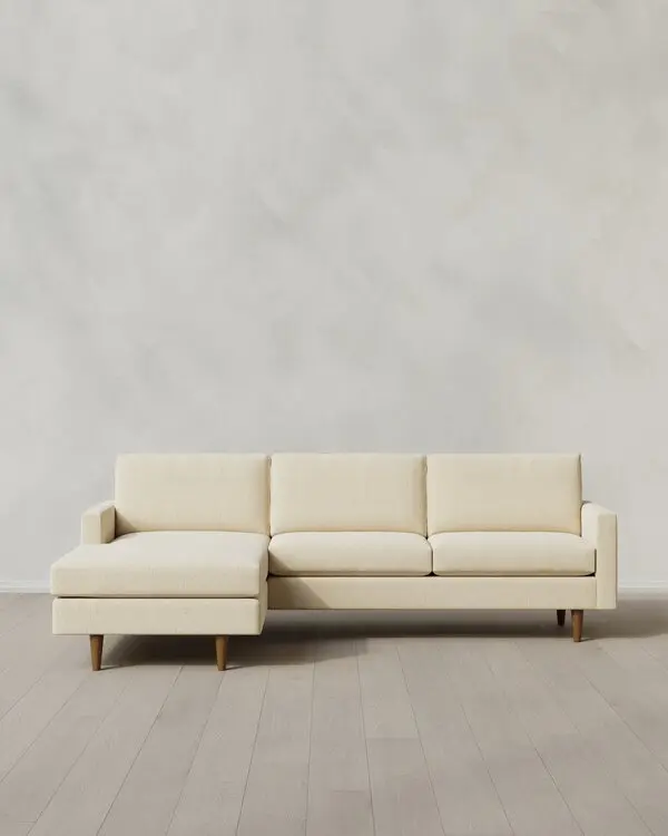 Quince Midcentury Chaise Sectional In Performance Chenille Linen Blend - Eggshell