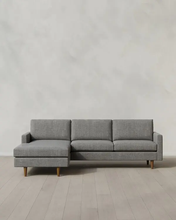 Quince Midcentury Chaise Sectional In Performance Chenille Linen Blend - Slate