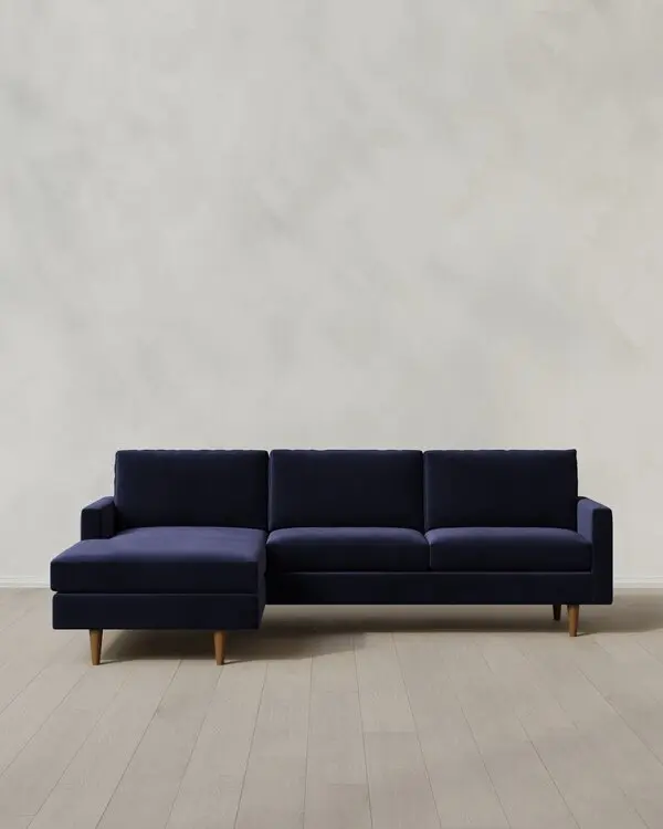 Quince Atlas Midcentury Chaise Sectional In Performance Velvet - Gunmetal