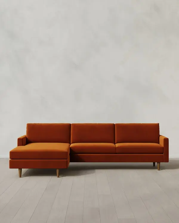 Quince Atlas Midcentury Chaise Sectional - Rust