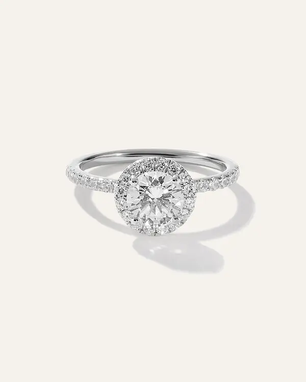Quince Lab Grown Diamond Round Halo Pave Engagement Ring 1ct - Platinum