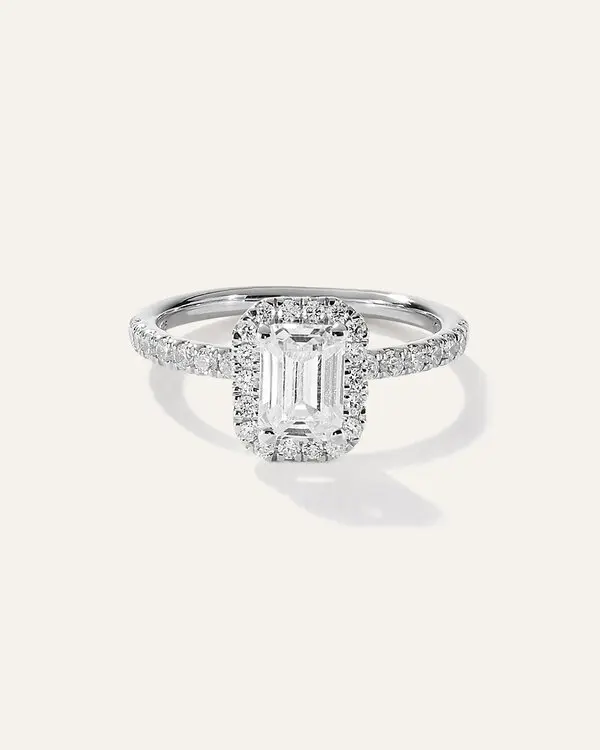 Quince Lab Grown Diamond Emerald Halo Pave Engagement Ring - Platinum
