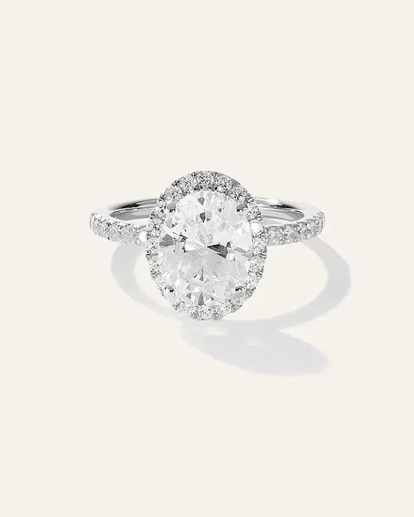 Quince Lab Grown Diamond Oval Halo Pave Engagement Ring 2ct - Platinum