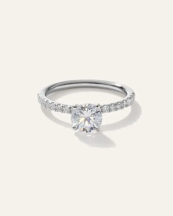 Quince Lab Grown Diamond Round Petite Pave Engagement Ring 1ct - Platinum
