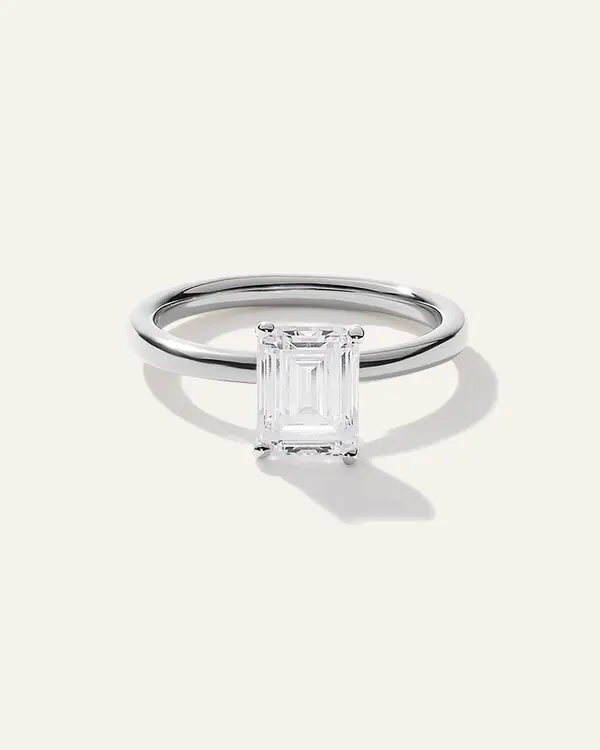 Quince Lab Grown Diamond Emerald Comfort Fit Engagement Ring 1.50ct - Platinum