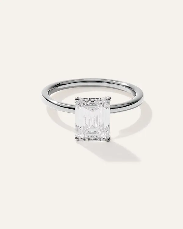 Quince 3ct Lab Grown Diamond Emerald Cut Engagement Ring - Platinum