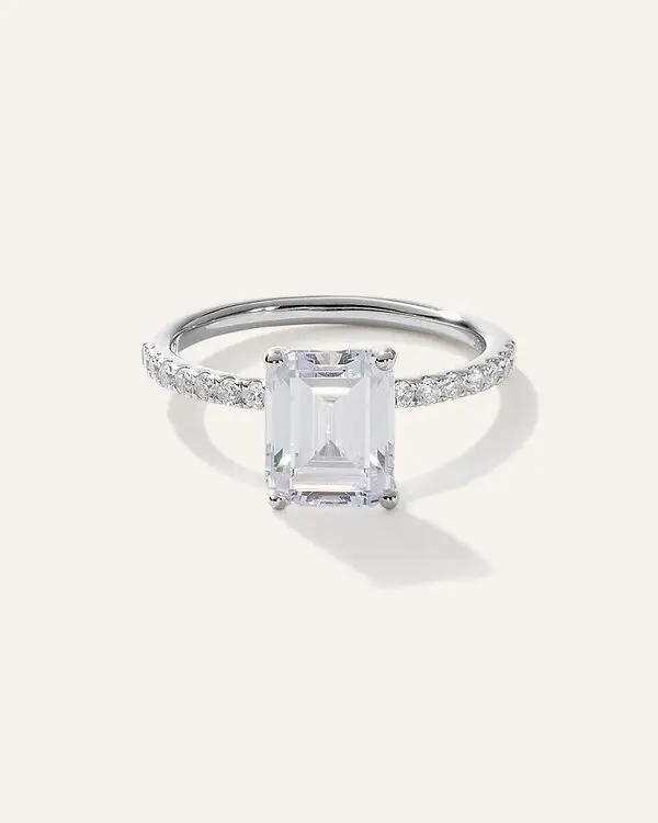 Quince Lab Grown Diamond Emerald Pave Engagement Ring 3ct - Platinum