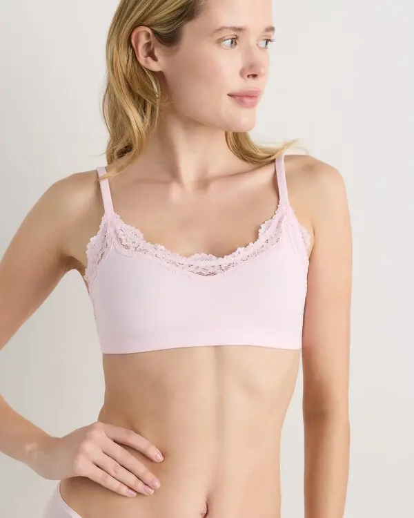 Quince Second Skin Lace Scoop Neck Bralette - Light Pink