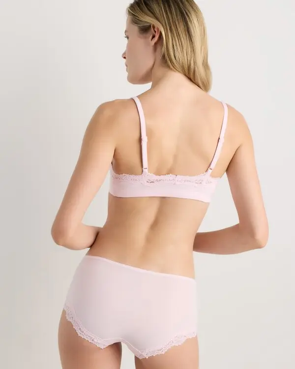 Quince Second Skin Lace Scoop Neck Bralette - Light Pink