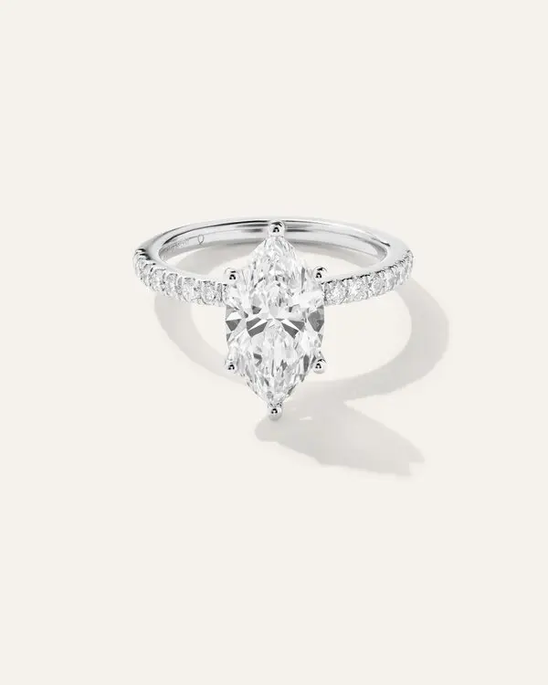 Quince Lab Grown Diamond Marquise Petite Pave Engagement Ring 2.5ct - Platinum