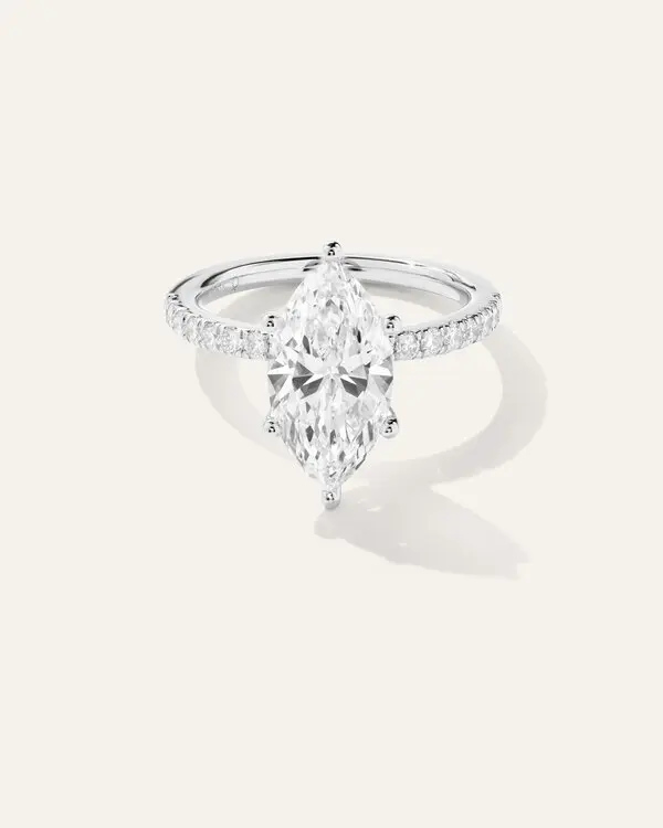 Quince Lab-grown Diamond Marquise Engagement Ring With Pavé Band - Platinum