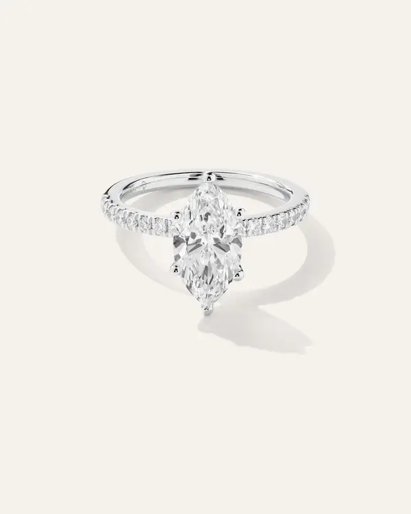 Quince Lab Grown Diamond Marquise Petite Pave Engagement Ring 2ct - Platinum